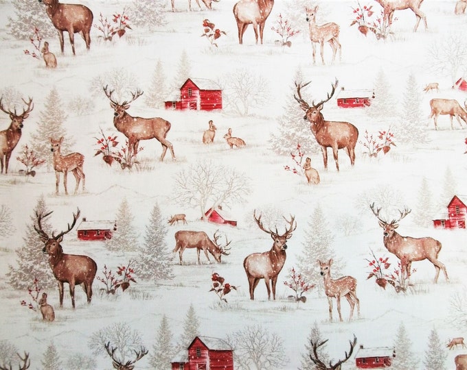 Deer Fabric, Elk Fabric, Wildlife Fabric, Nature Fabric, by the Yard ...
