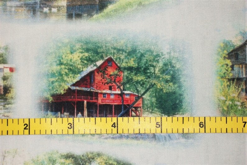 Covered Bridge Fabric Country Fabric Old Mill Fabric by the | Etsy