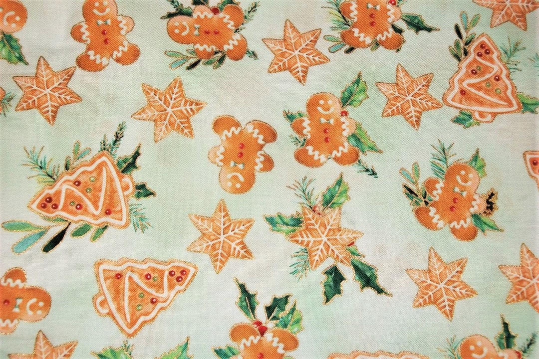 Christmas Fabric, Gingerbread Man Fabric, Gingerbread Cookie Fabric, by ...
