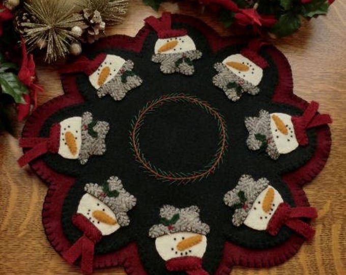 Wool Applique Pattern, Snowman Wool Applique Pattern, Christmas Wool ...