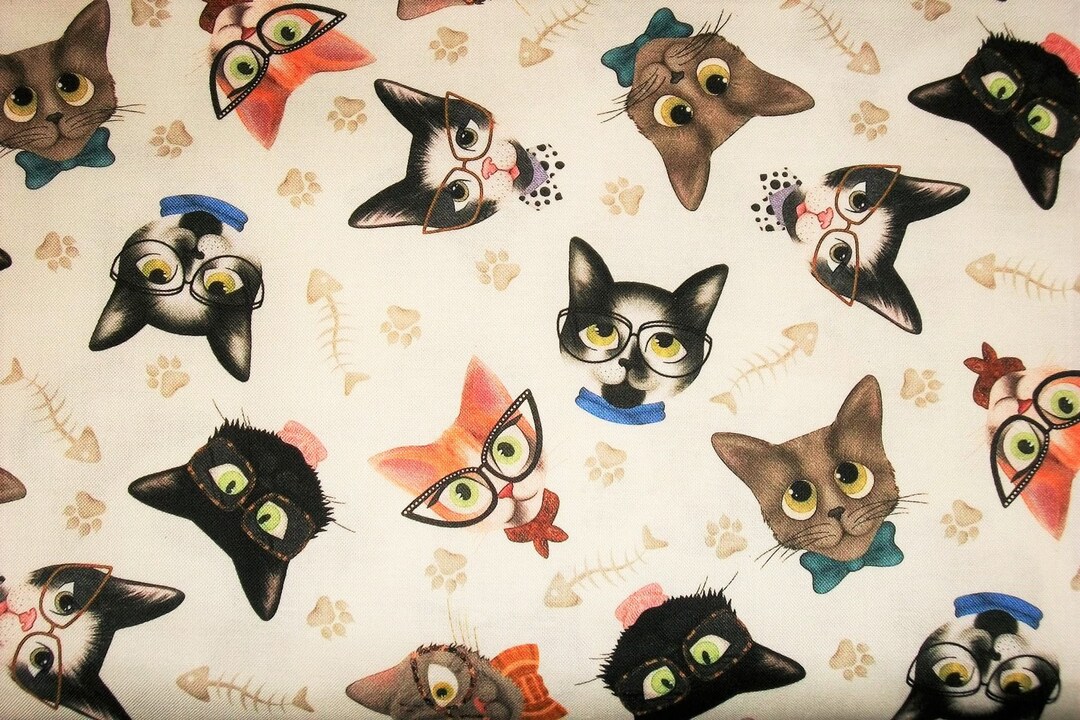 Cat Fabric, Kitty Fabric, by the Yard, Timeless Treasures, Quilting ...