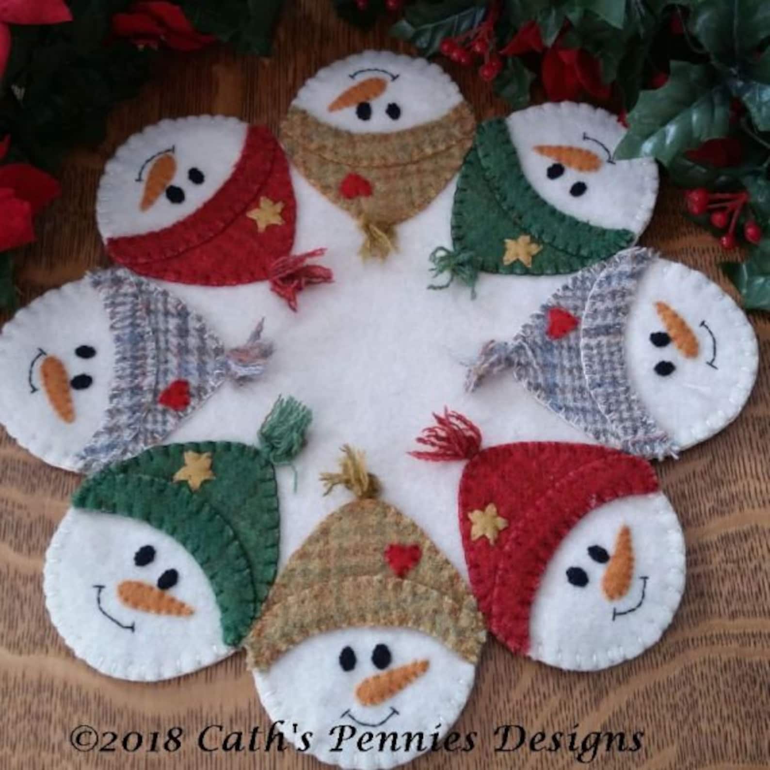 Wool Applique Pattern Snowman Wool Applique Pattern Winter - Etsy