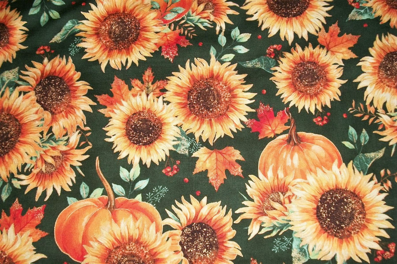 Pumpkin Fabric Fall Fabric Sunflower Fabric by the Yard - Etsy
