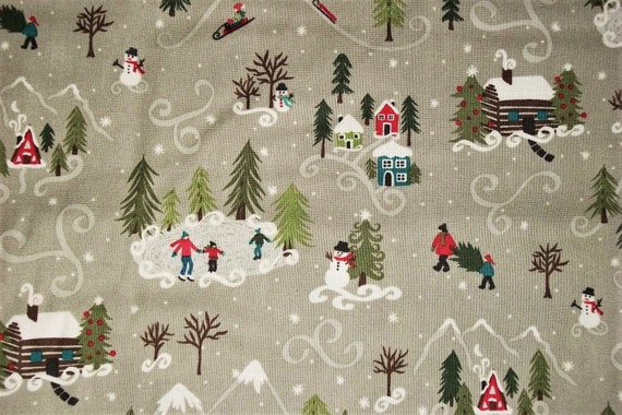 Snow Village Fabric Christmas Fabric Winter Fabric by the - Etsy