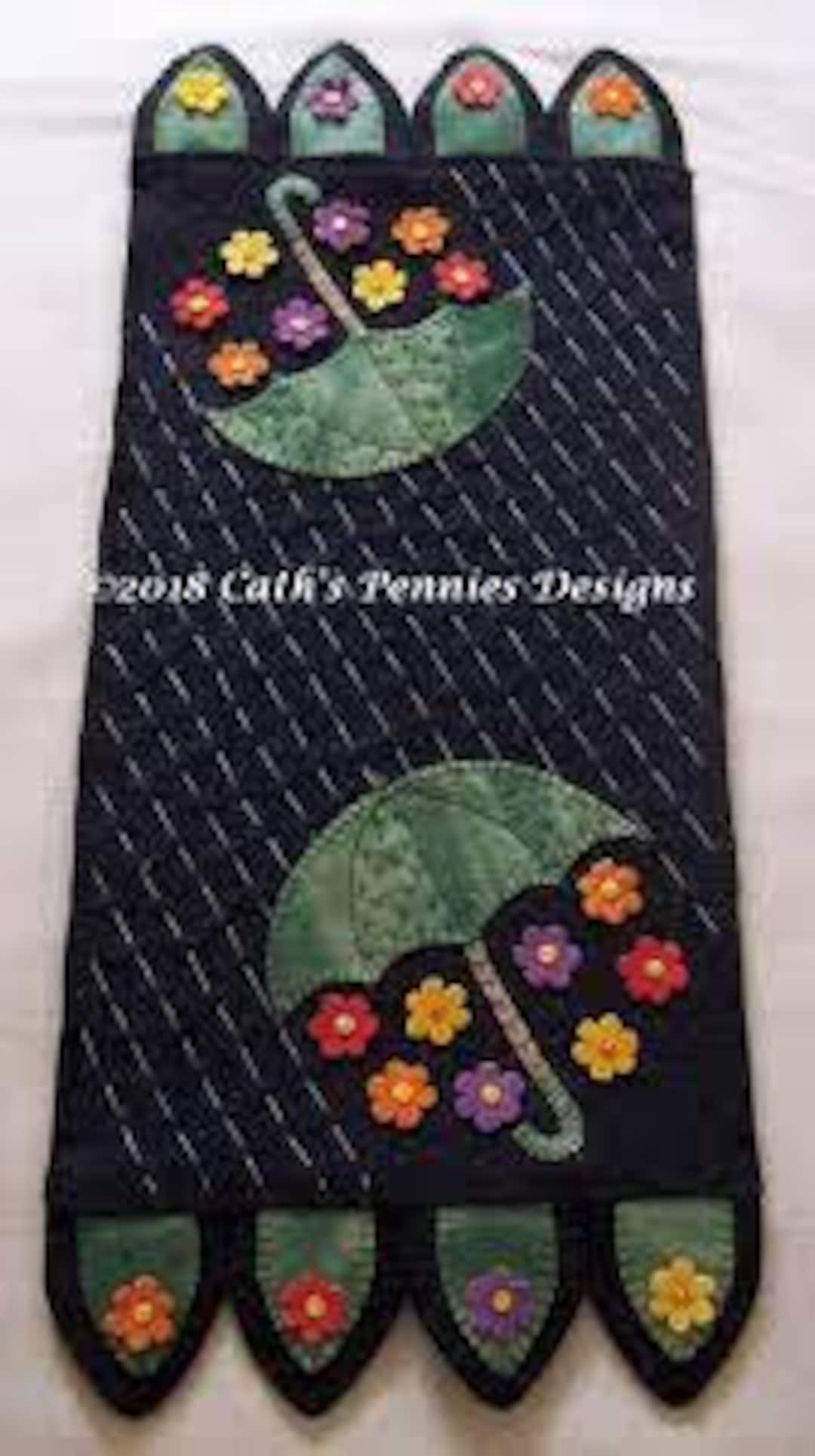 Wool Applique Pattern, Flower Pattern, Spring Wool Applique, Wool Table ...