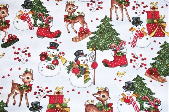 Snowman Fabric Christmas Fabric by the Yard Holiday Fabric - Etsy