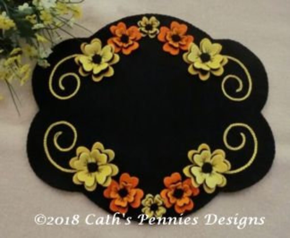 Wool Applique Pattern Flower Applique Pattern Spring Wool - Etsy
