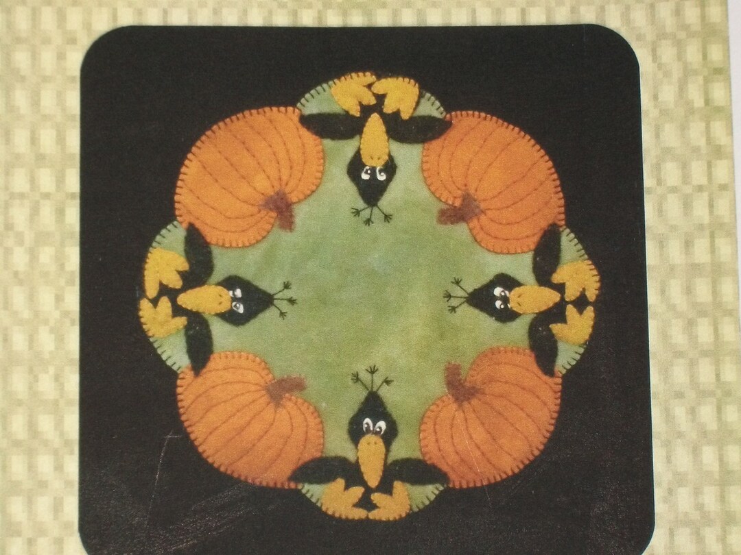 Wool Applique Pattern, Crow Wool Applique Pattern, Pumpkin Wool ...