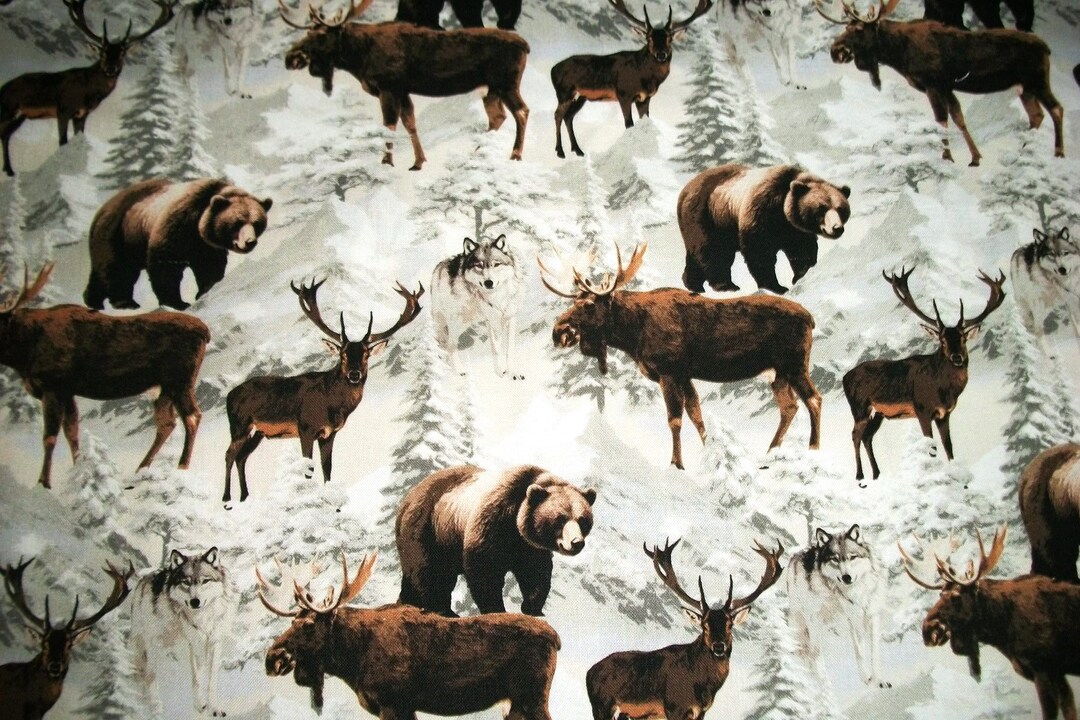 Moose Fabric, Wildlife Fabric, Elk Fabric, Nature Fabric, by the Yard ...
