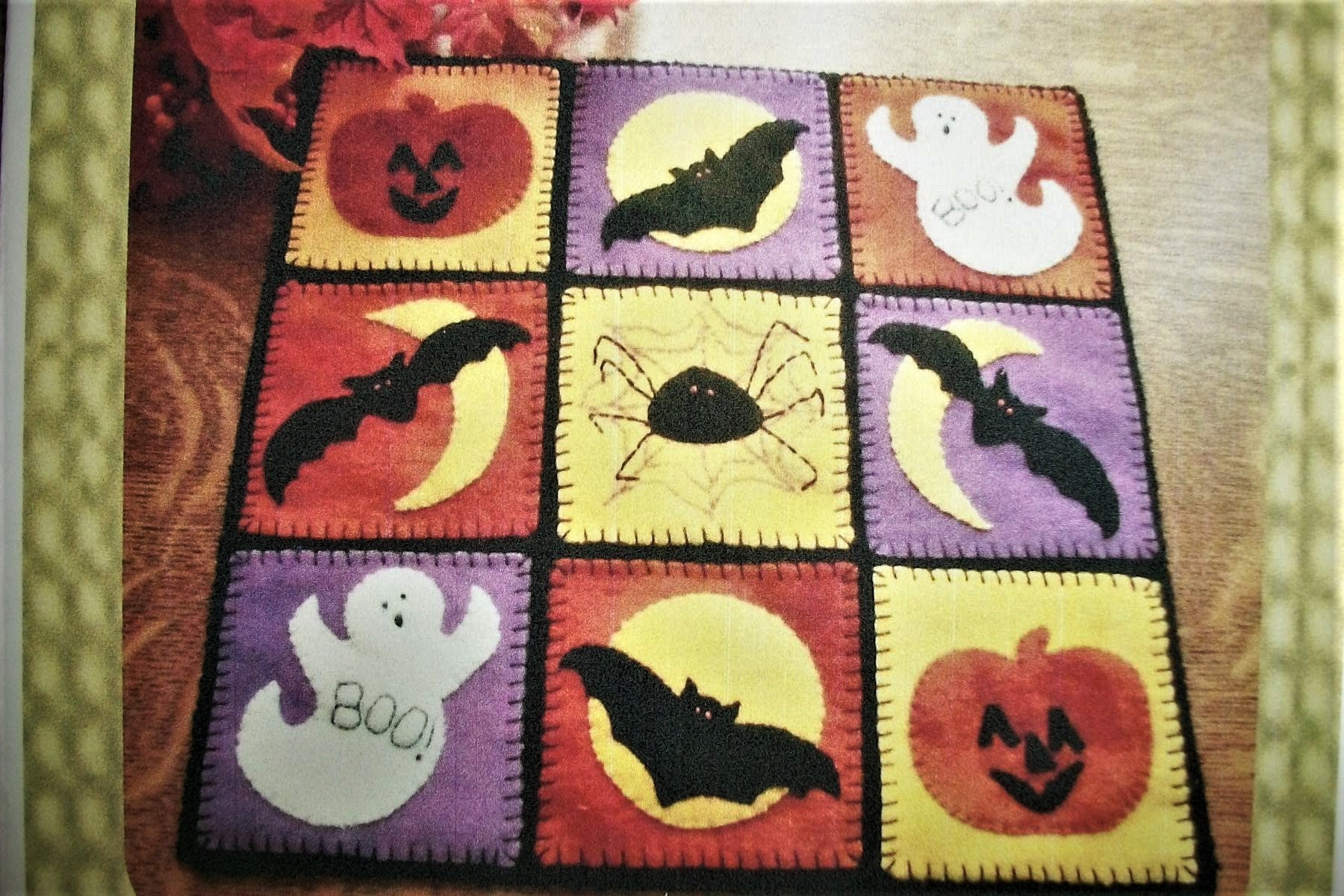 Wool Applique Pattern, Halloween Wool Applique Pattern, Pumpkin Wool ...