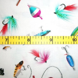 Fishing Fabric, Fishing Lures, by the Yard, Michael Miller, Lodge ...