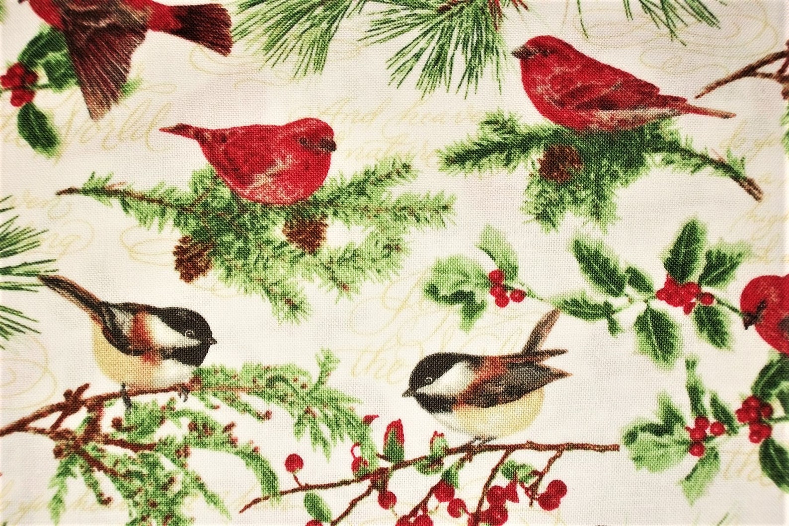 Cardinal Fabric Bird Fabric Christmas Fabric Chickadee - Etsy