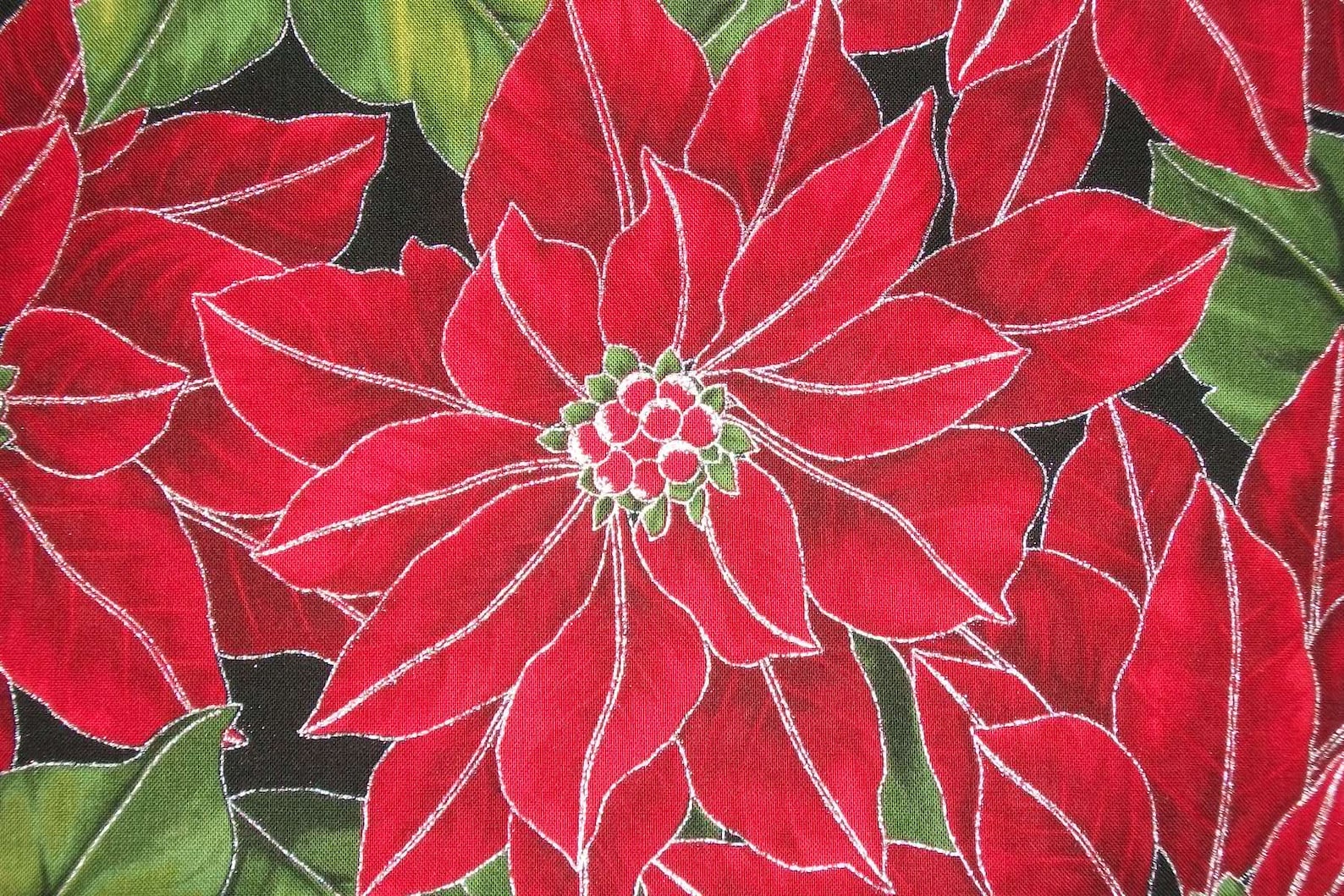 Poinsettia Fabric Christmas Fabric by the Yard Winter - Etsy