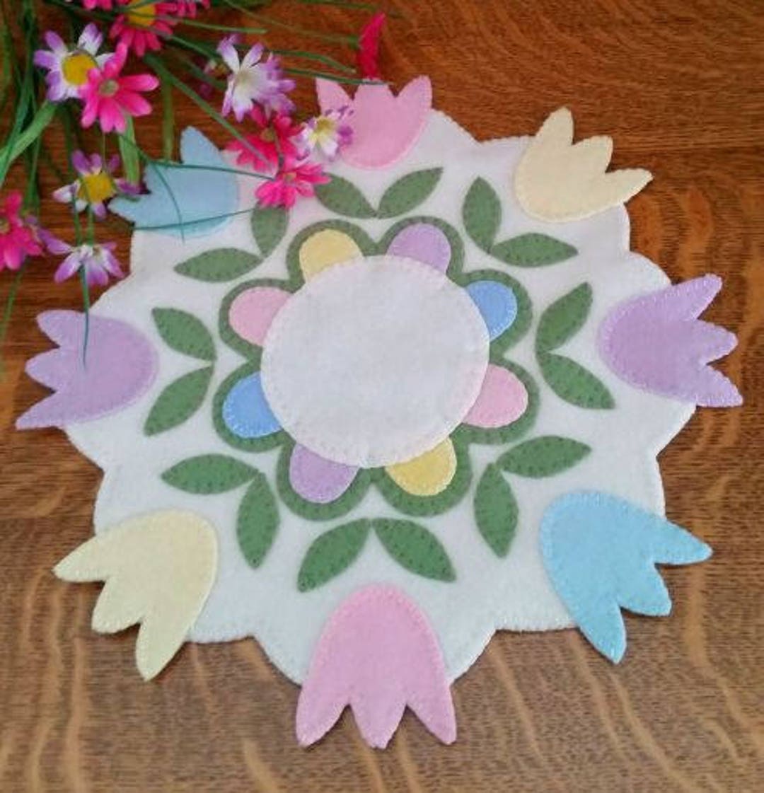 Wool Applique Pattern, Flower Pattern, Easter Wool Applique, Wool ...