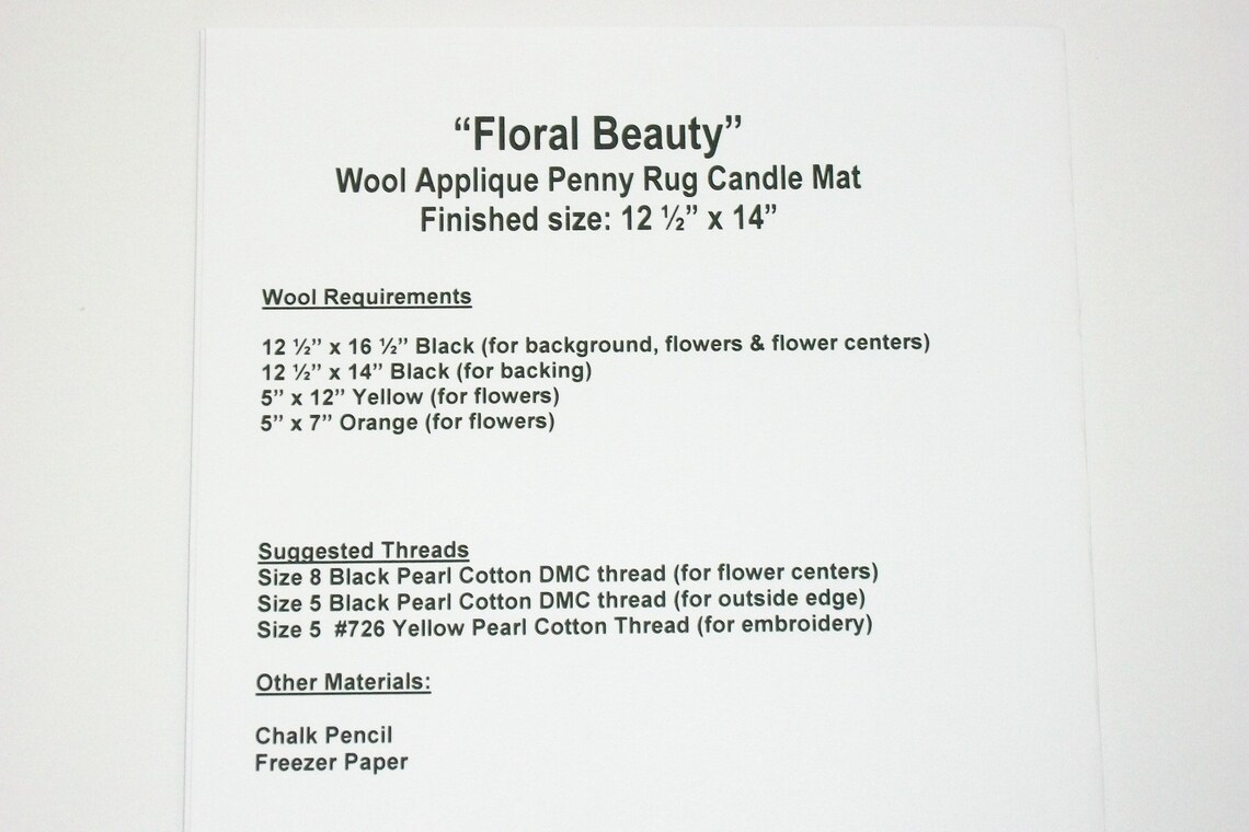 Wool Applique Pattern Flower Applique Pattern Spring Wool - Etsy