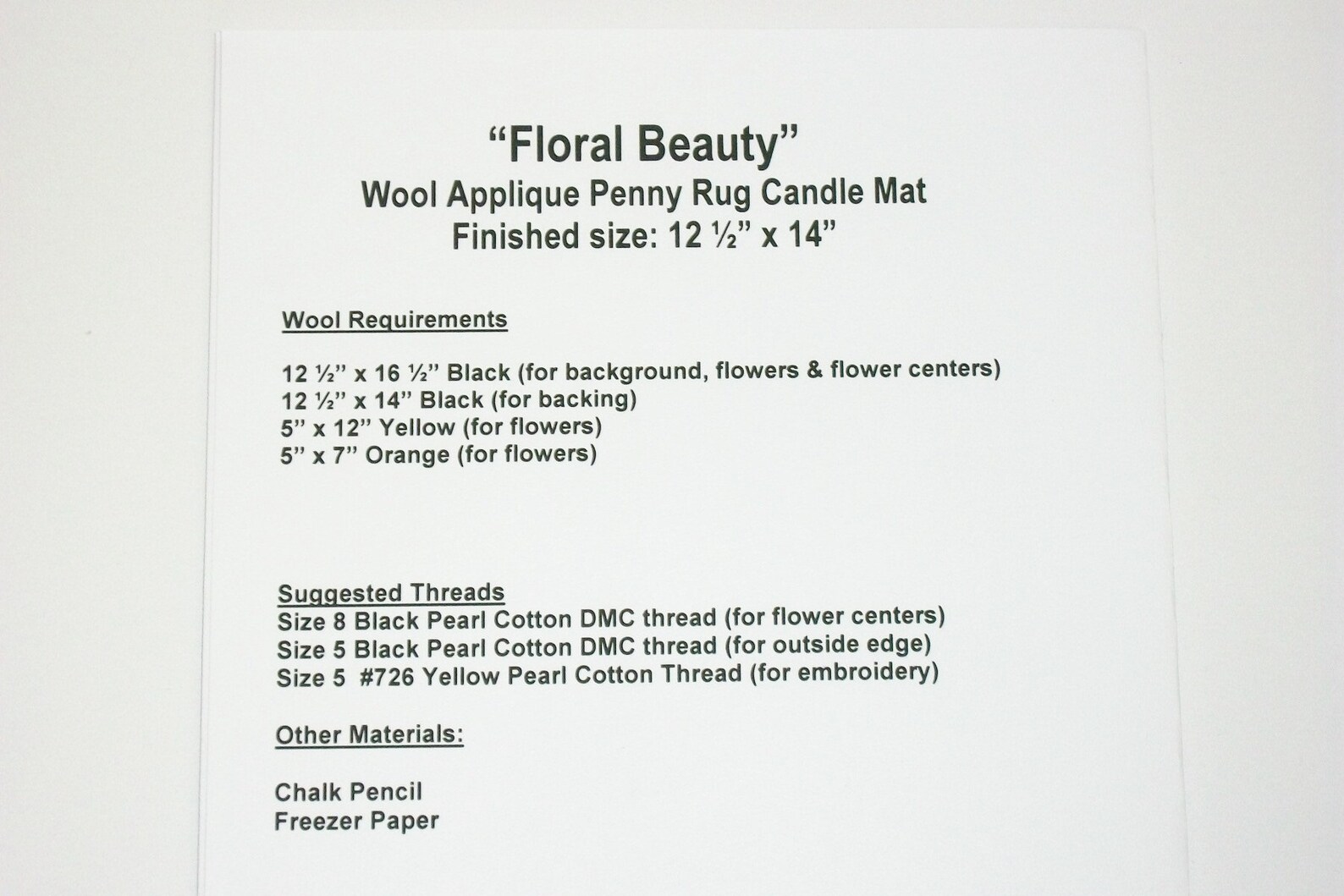 Wool Applique Pattern Flower Applique Pattern Spring Wool - Etsy