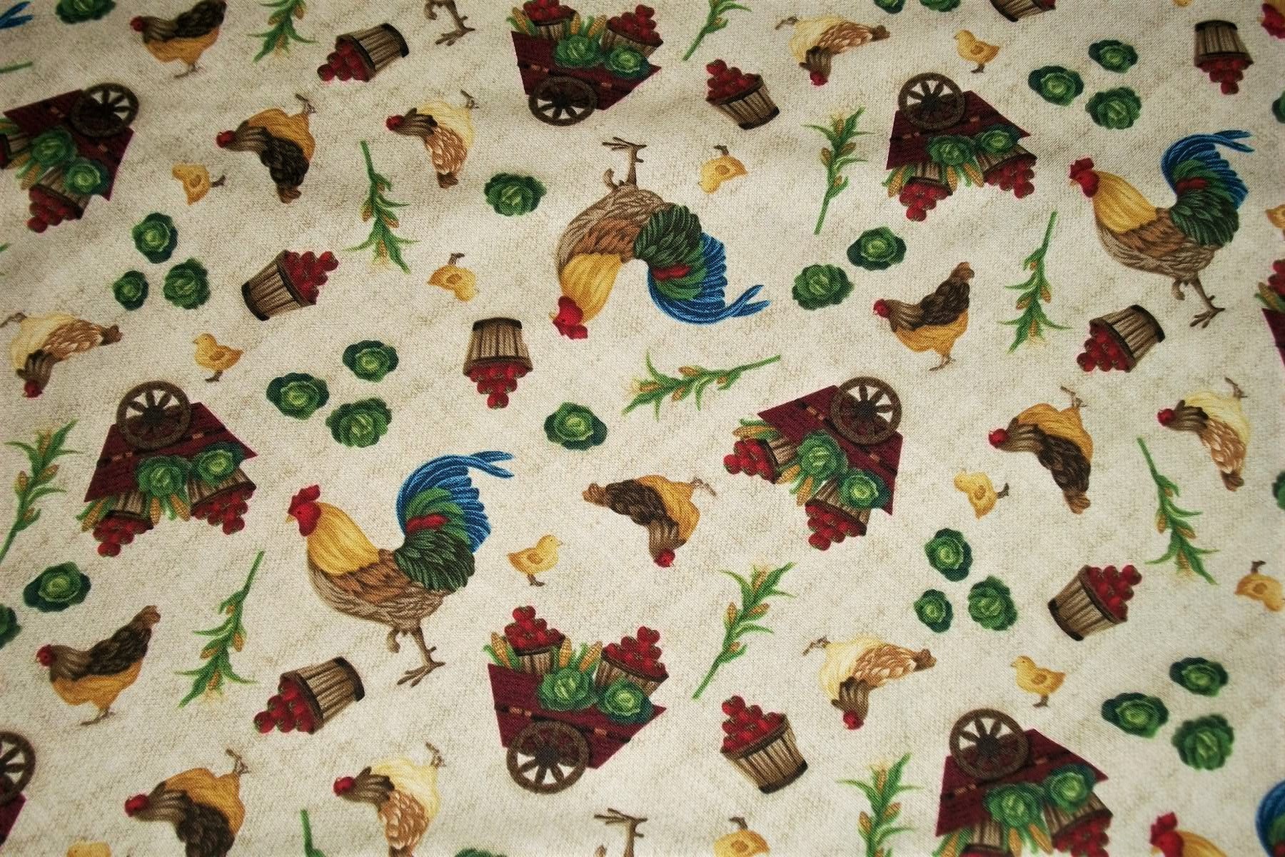 Chicken Fabric Rooster Fabric by the Yard Henry Glass - Etsy