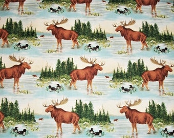 Moose Fabric, Wildlife Fabric, Nature Fabric, by the Yard, QT Fabrics ...
