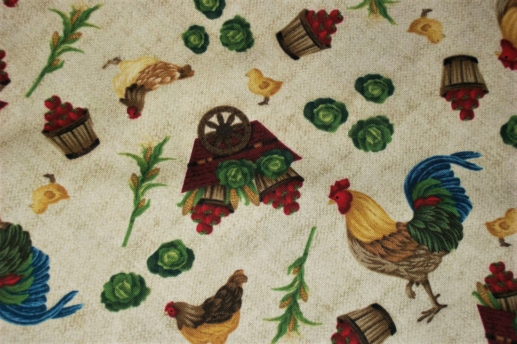 Chicken Fabric Rooster Fabric by the Yard Henry Glass - Etsy