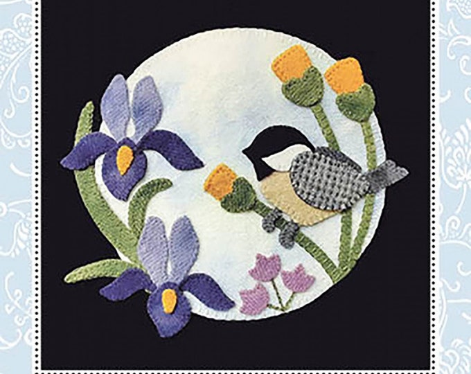 Wool Applique Pattern, Chickadee Wool Candle Mat Pattern, Bird Flower ...