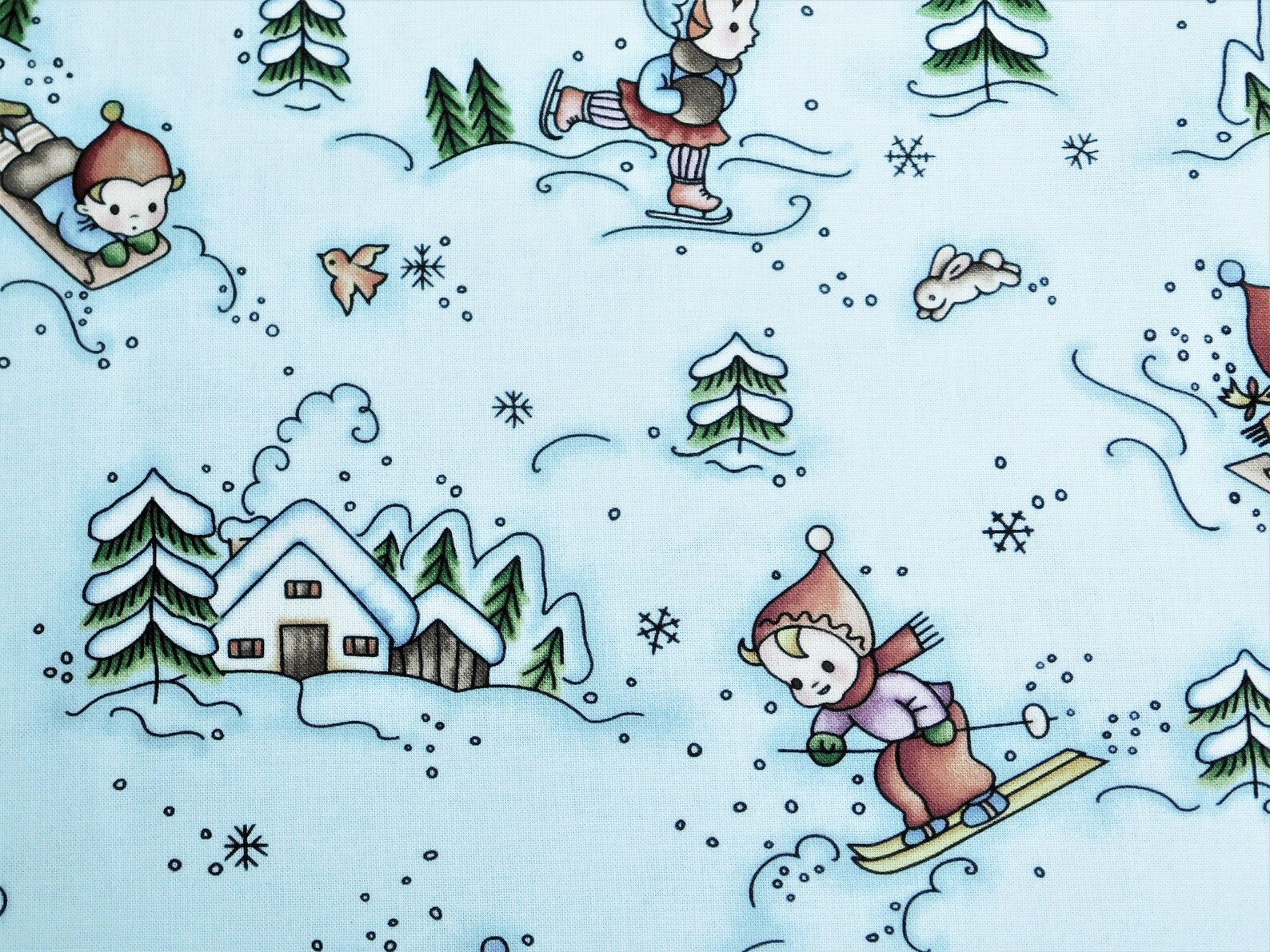 Christmas Fabric Winter Fabric Snow Village Fabric by the - Etsy