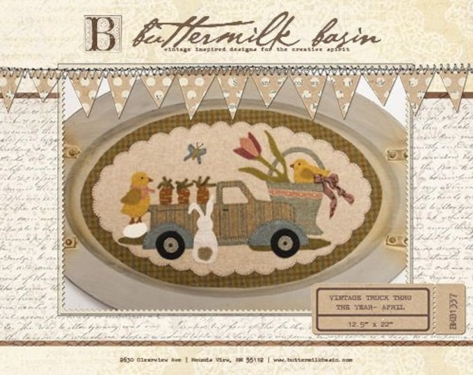 Wool Applique Pattern, Truck Wool Candle Mat Pattern, Spring Wool ...