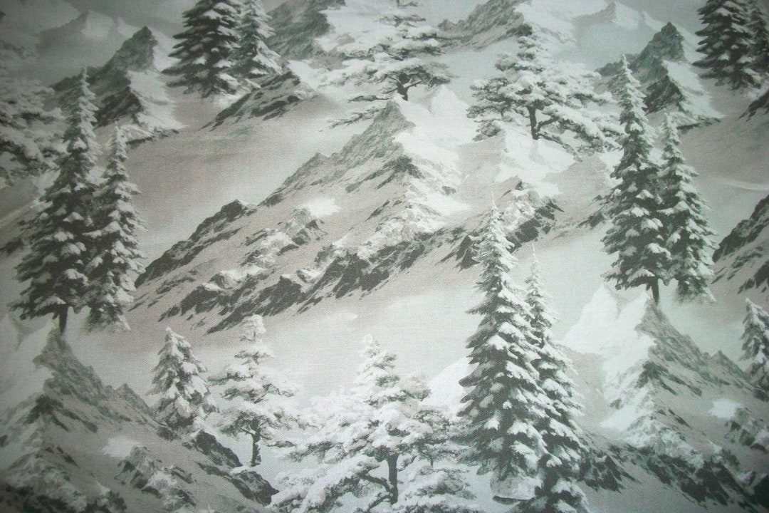 Tree Fabric, Mountain Fabric, Snow Fabric, by the Yard, Camelot Fabric ...