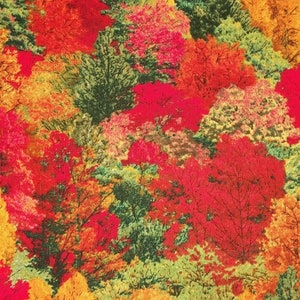 Fall Fabric, Fall Tree Fabric, by the Yard, Elizabeth Studios, Autumn ...