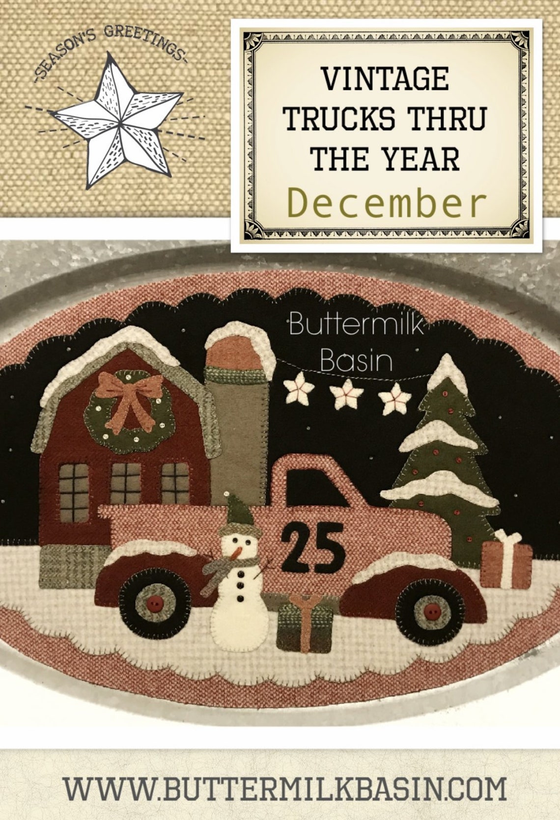 Wool Applique Pattern Red Truck Wool Candle Mat Pattern - Etsy