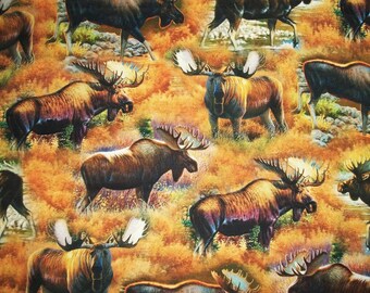 Autumn Moose Fabric - Etsy