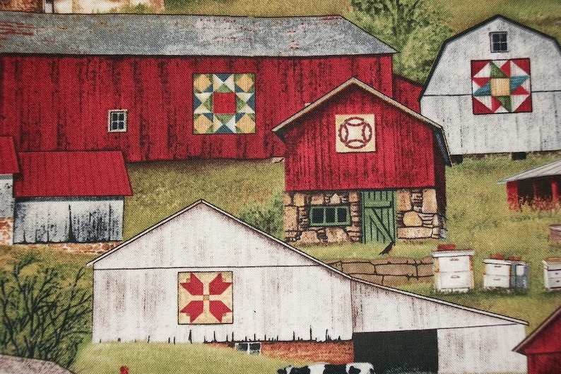 Country Fabric Farm Fabric Quilt Barn Fabric by the Yard | Etsy