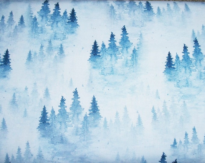 Tree Fabric, Christmas Fabric, Snow Fabric, by the Yard, Timeless ...