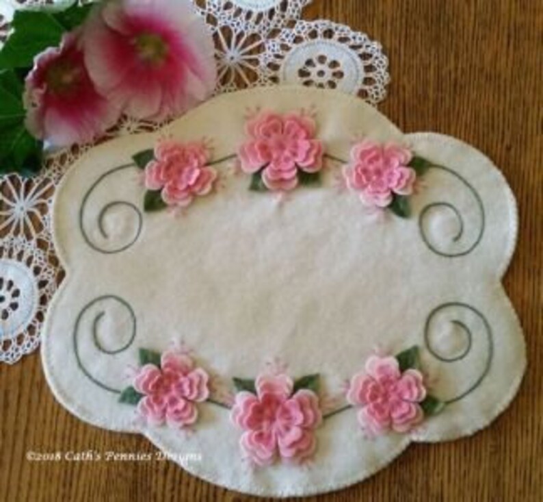 Wool Applique Pattern Pink Rose Applique Pattern Spring Wool - Etsy