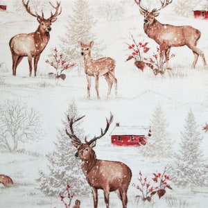 Deer Fabric, Elk Fabric, Wildlife Fabric, Nature Fabric, by the Yard ...