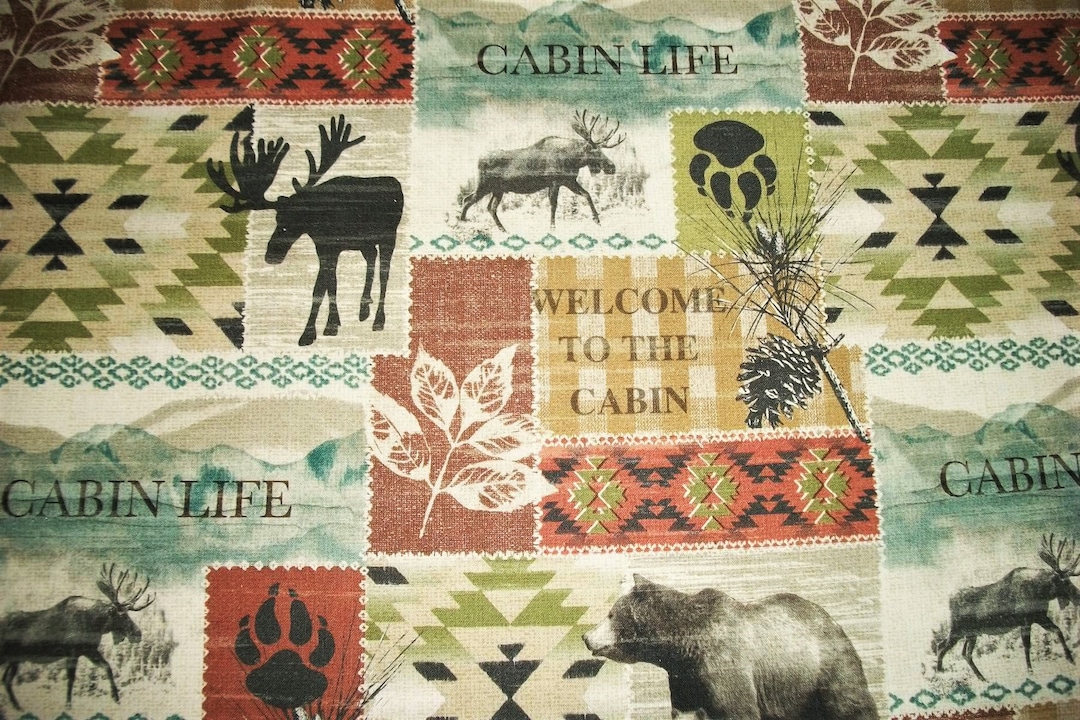 Bear Fabric, Moose Fabric, Cabin Fabric, Nature Fabric, by the Yard ...