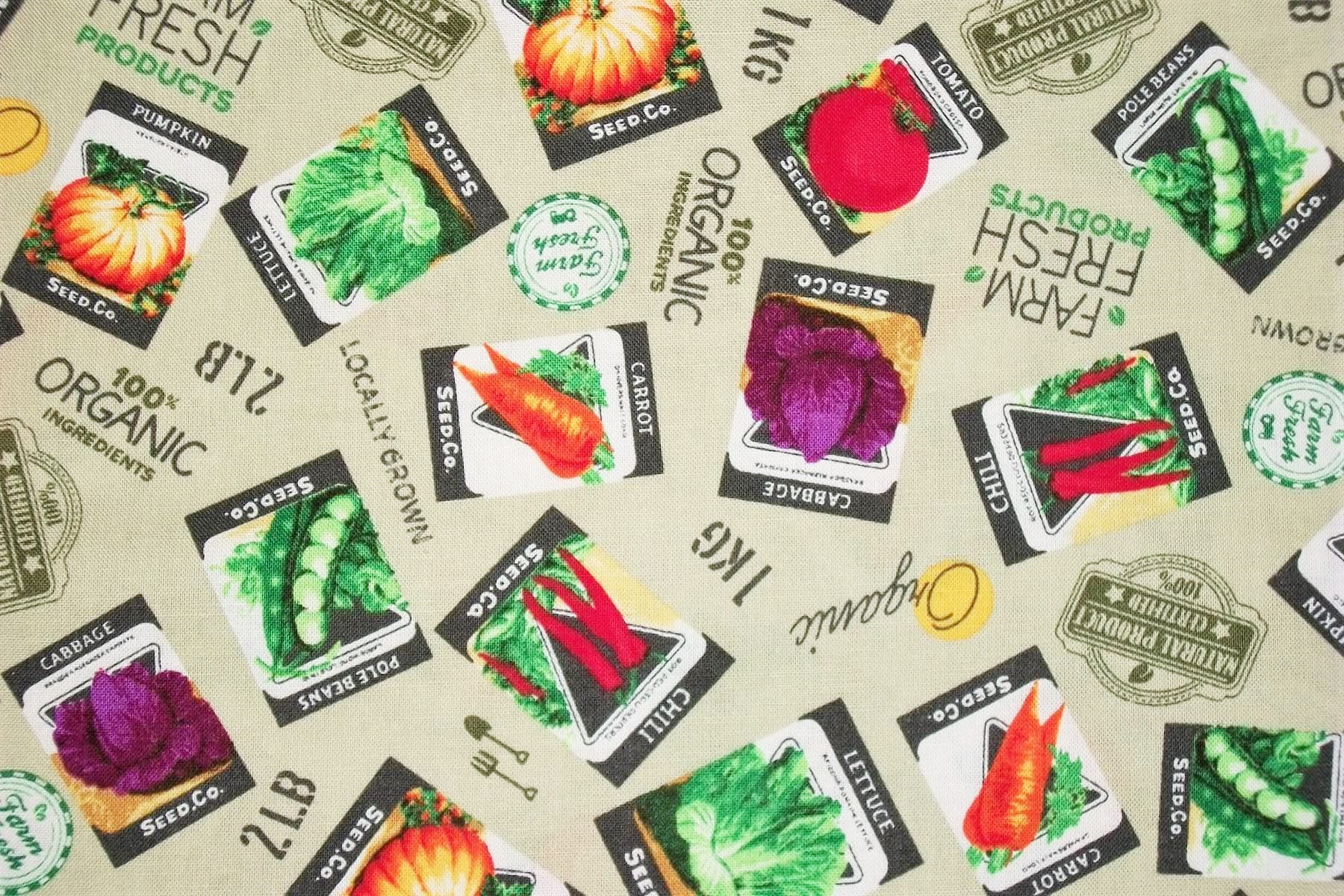 Gardening Fabric Vegetable Seed Fabric by the Yard Windham | Etsy