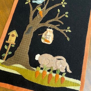 Wool Applique Pattern, Rabbit Pattern, Easter Wool Applique, Wool Table ...