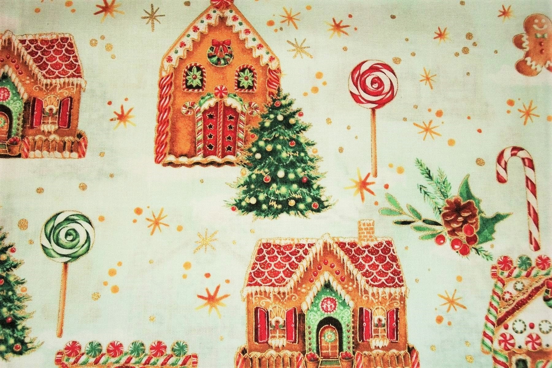 Christmas Fabric Gingerbread Man Fabric Gingerbread House - Etsy