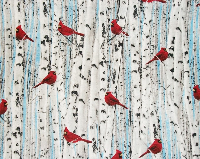Cardinal Fabric, Bird Fabric, by the Yard, Winter Fabric, Timeless ...