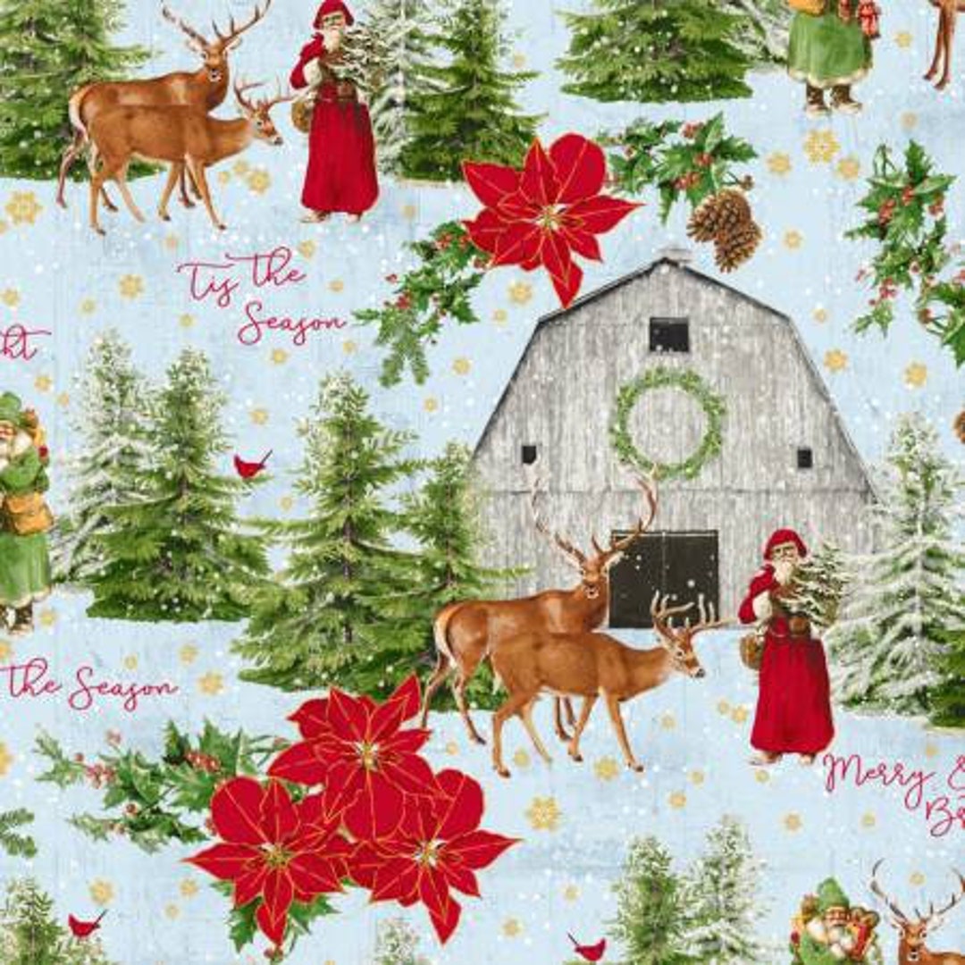 Christmas Fabric, Santa Fabric, Holiday Fabric, by the Yard, St. Nick ...