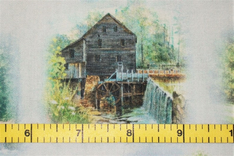 Covered Bridge Fabric Country Fabric Old Mill Fabric by the | Etsy