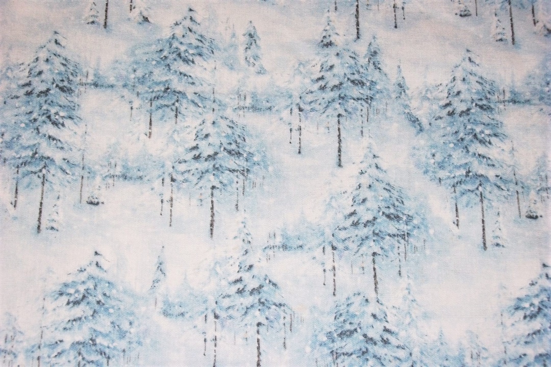 Tree Fabric, Christmas Fabric, Snow Fabric, by the Yard, Wilmington ...