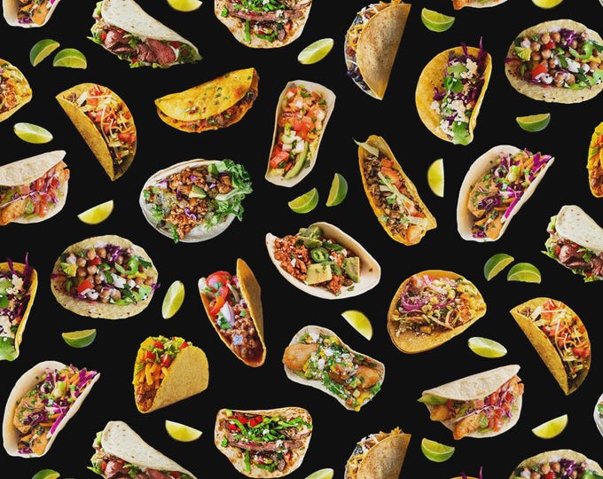 Taco Fabric, Burrito Fabric, Southwest, by the Yard, Salsa, Elizabeth ...