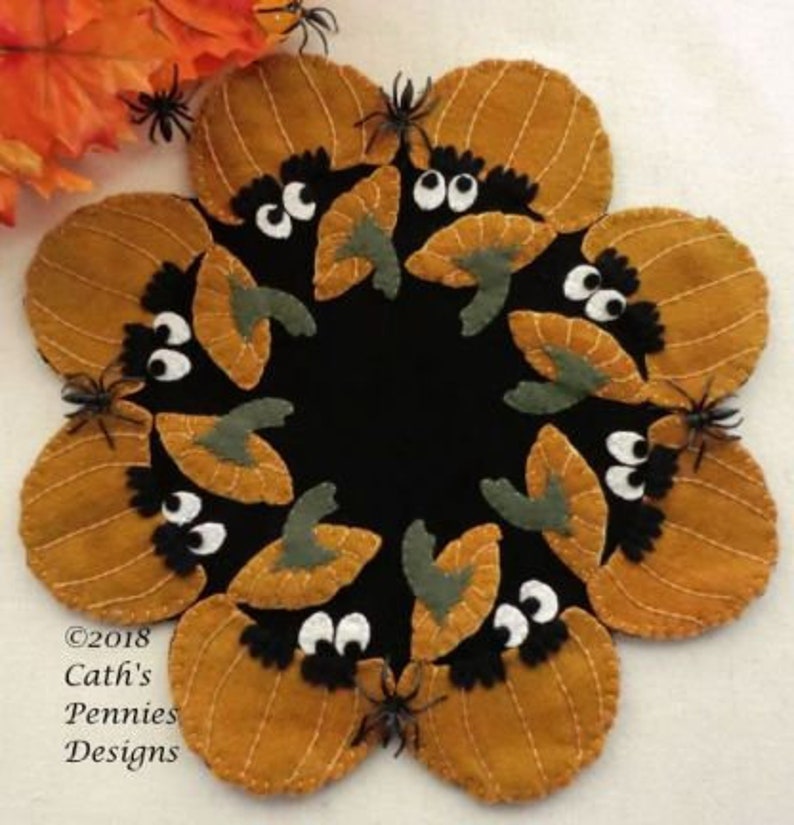 Wool Applique Pattern Pumpkin Wool Applique Wool Candle Mat - Etsy