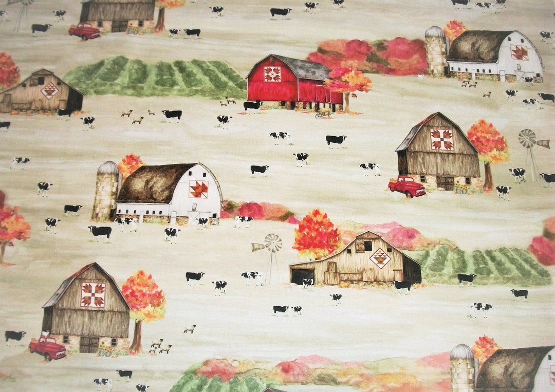 Country Fabric, Farm Fabric, Quilt Barn Fabric, by the Yard, Barn ...
