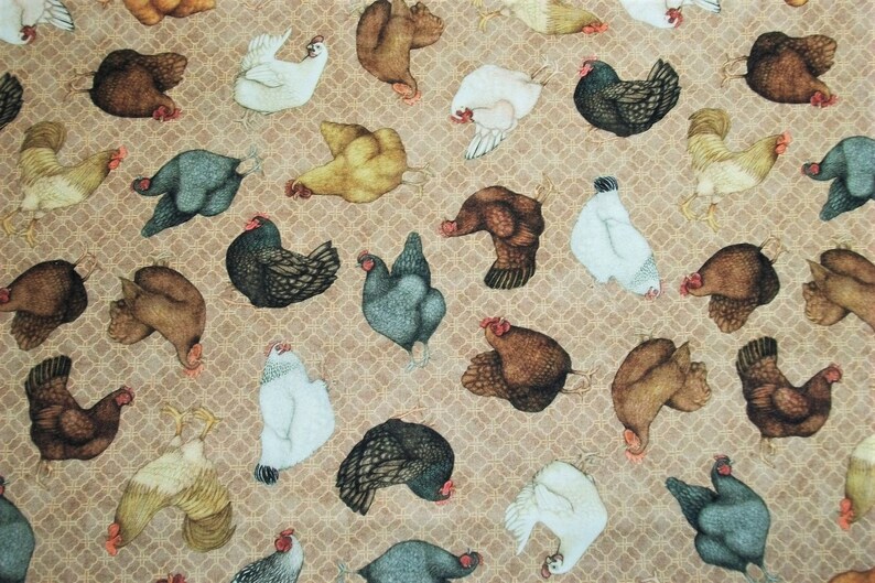 Chicken Fabric Hen Fabric by the Yard QT Fabrics Country - Etsy