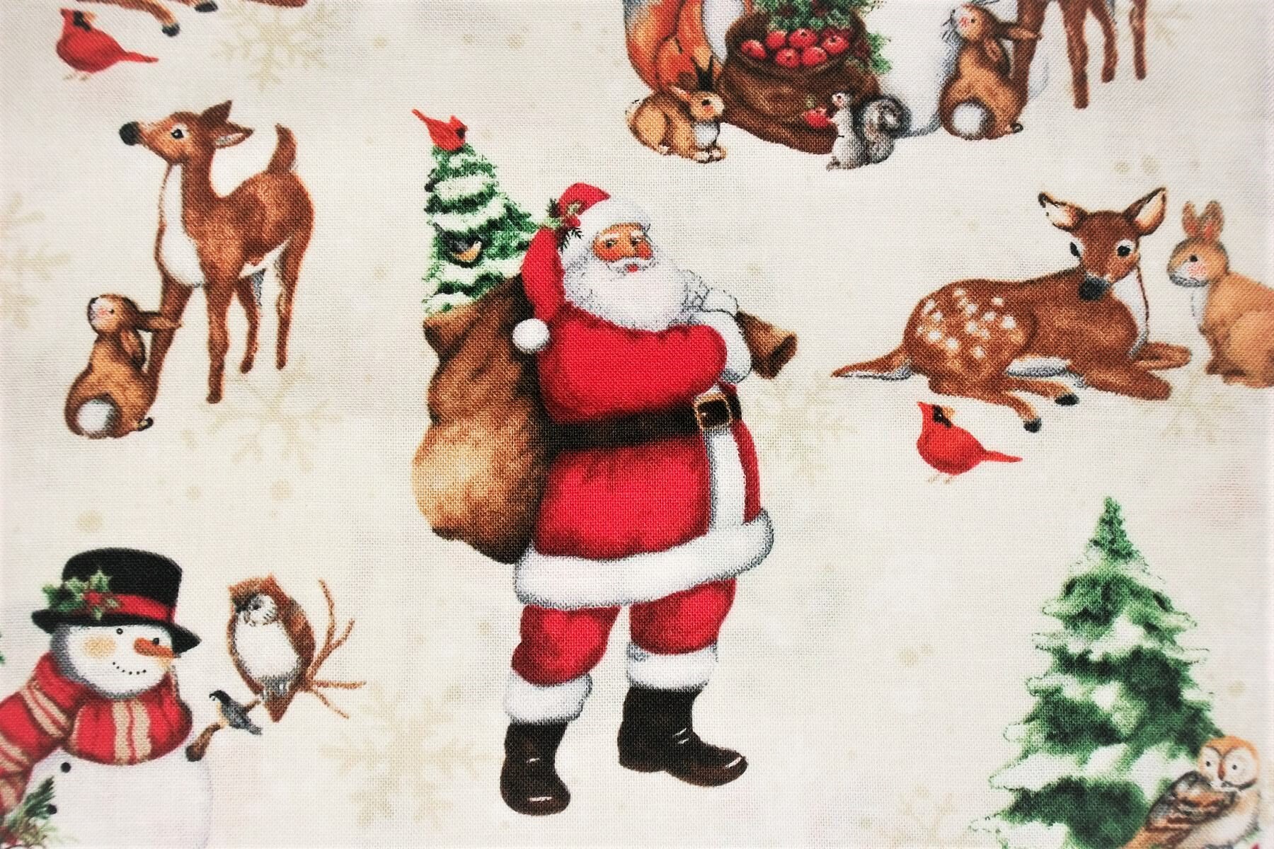 Susan Winget Santa Fabric Christmas Snowman Fabric by the | Etsy