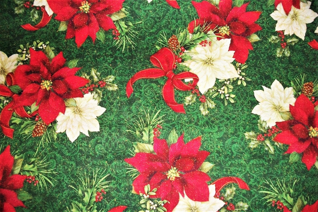 Poinsettia Fabric, Christmas Fabric, by the Yard, Winter Fabric, QT ...