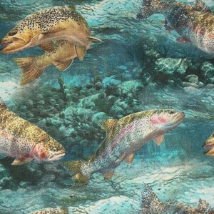 Fish Fabric, Fishing Fabric, Trout Fabric, by the Yard, Springs ...