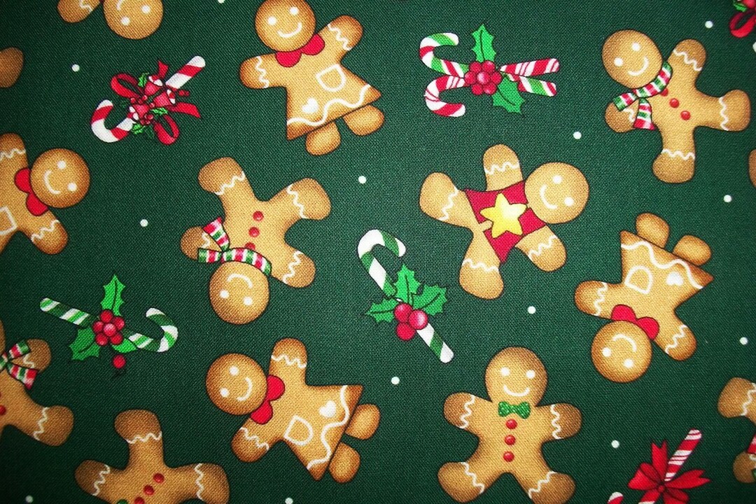 Christmas Fabric, Gingerbread Man Fabric, Holiday Fabric, by the Yard ...